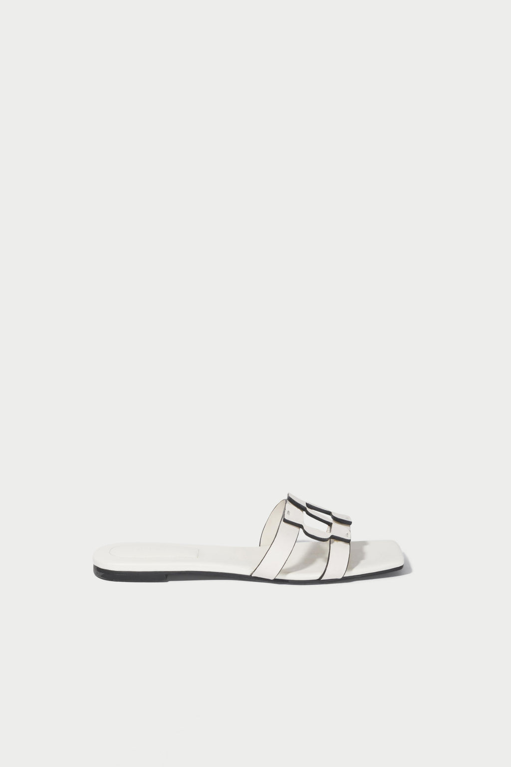 Monogram Leather Flat Sandal - Ivory | SIMKHAI