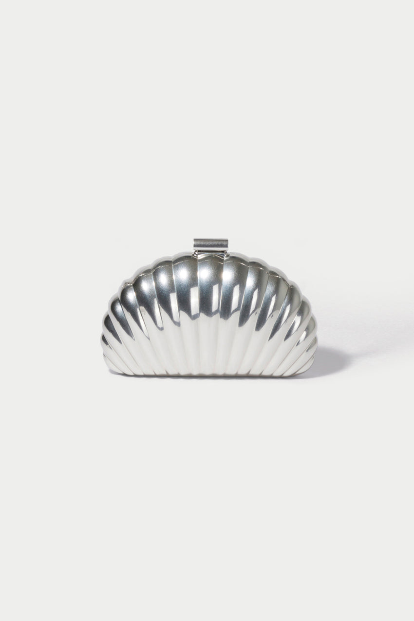 Monet Metal Shell Clutch Bag - Silver | SIMKHAI